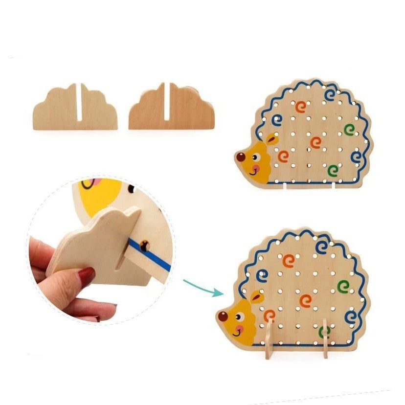 Juguete de madera Erizo Enhebrador Montessori – Motricidad fina y ...