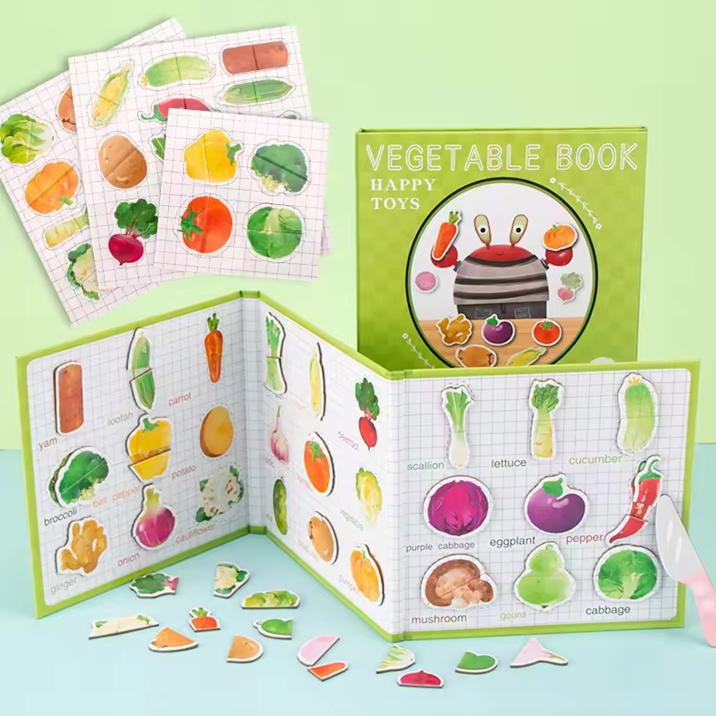 Libro de actividades Montessori de vegetales con velcro para cortar ...